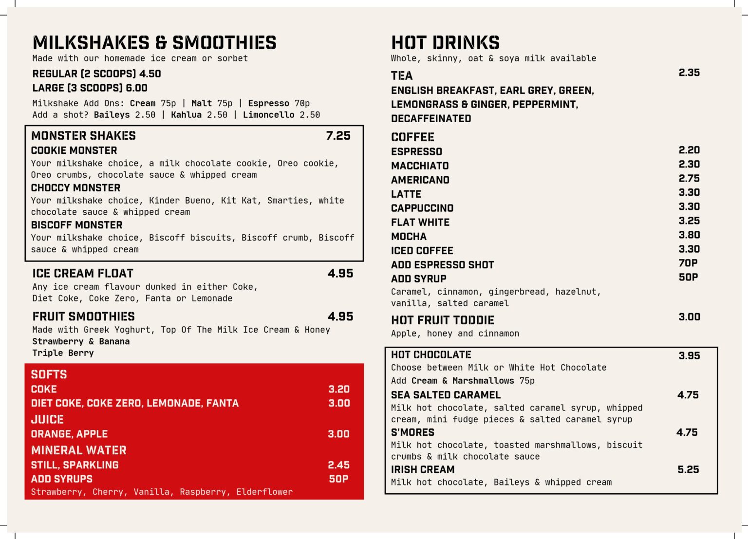 Restaurant Menu - High Wycombe Escape Rooms